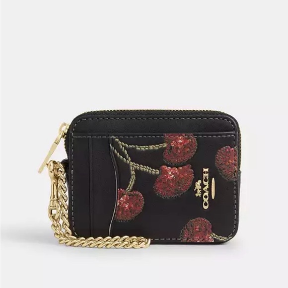 Coach | Bags | Coach Black Cherry Zip Card Case | Poshmark